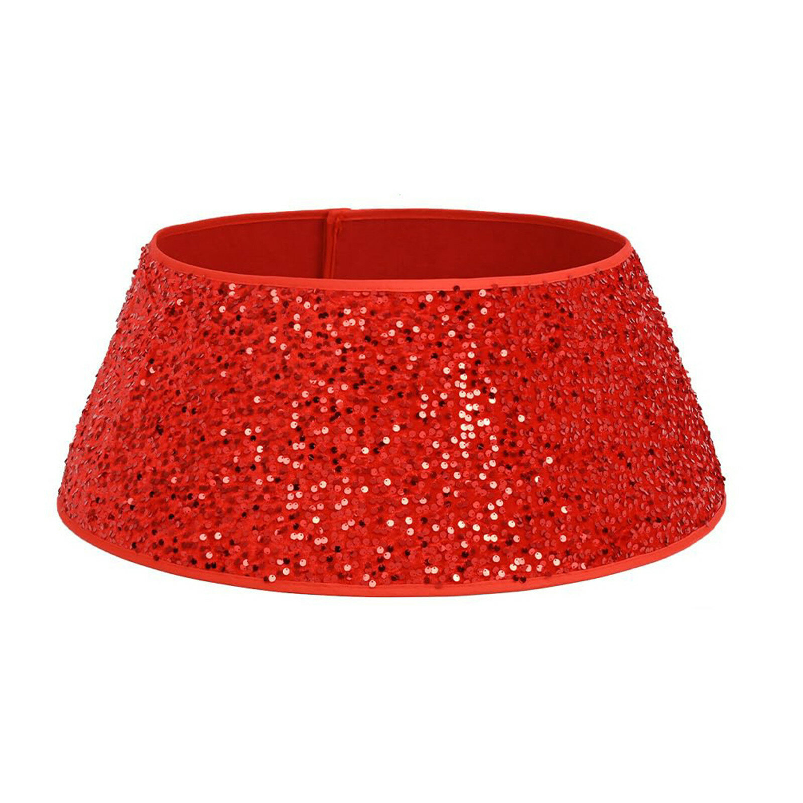 ADruer Обруч для рождественской ёлки с блестками и юбкой для ёлки круглый 23.6 дюйма блестящий базовый вельветовый чехол для ствола рождественской ёлки для праздничной рождественской декорации дома (Красный) размер 15.7x23.6x7.8 дюйма материал Полиэстер