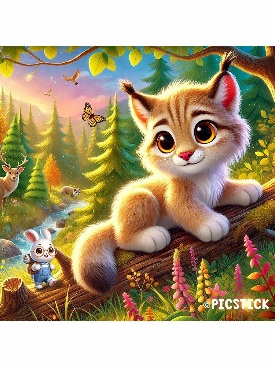 Пазл для детей Маленькая рысь 16 эл, 16х16 см