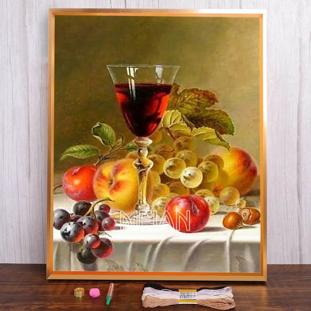 MEIAN Набор для вышивания,30x40CM,14CT, Натюрморт фрукты