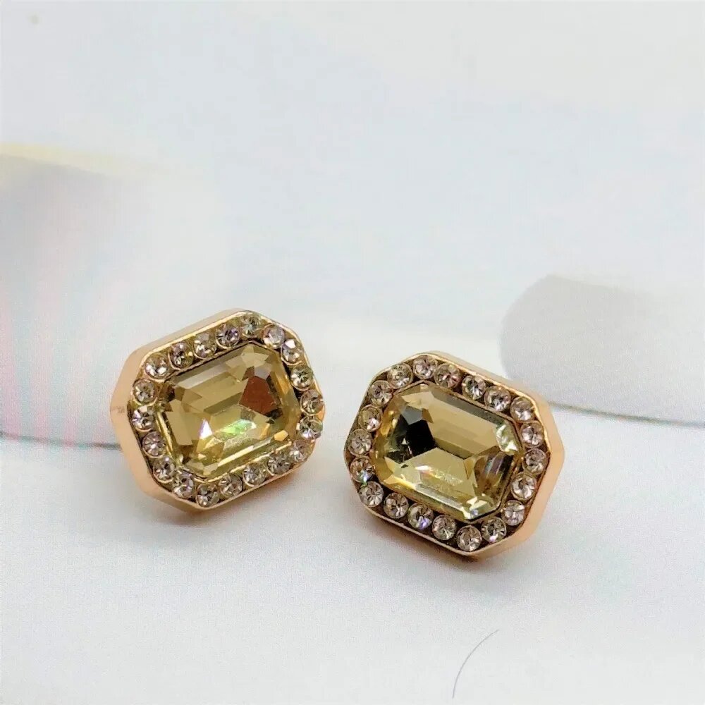 Серьги Champagne с камнями, металлические