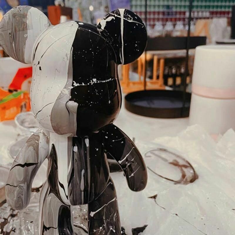 Набор для творчества мишка с красками Bearbrick fluid art 23 см Белый серый черный