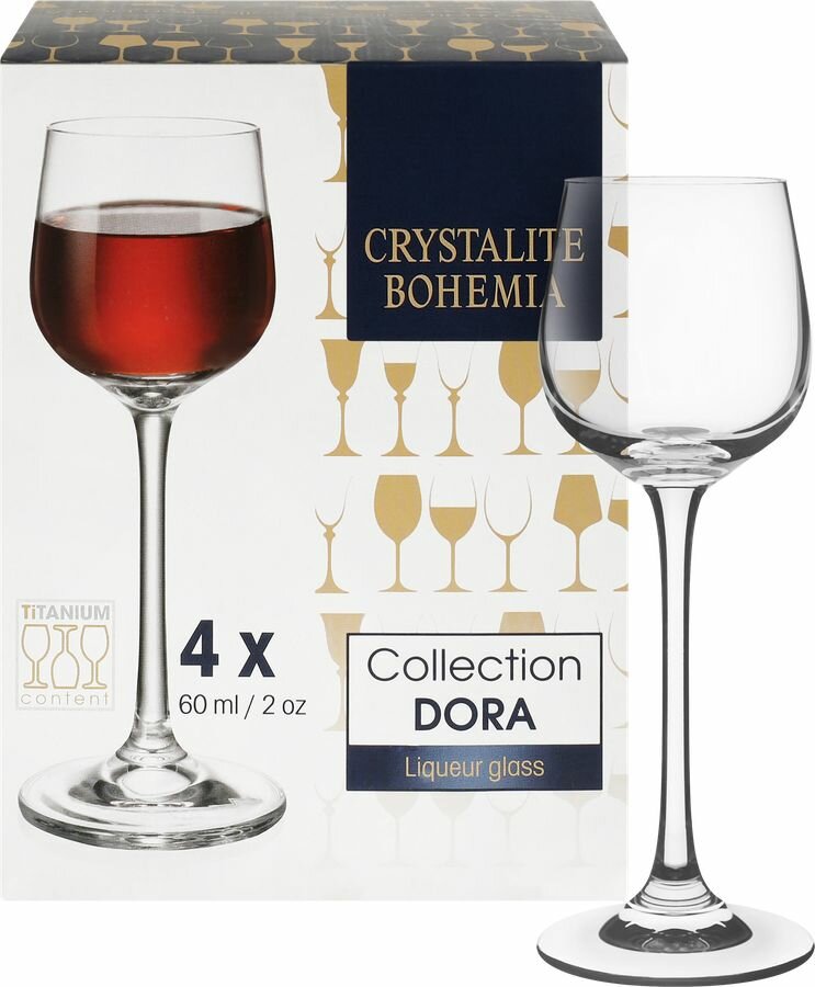 Н-р рюмок CRYSTALITE BOHEMIA Dora д/водки 60мл, стекло Арт. 67037 (Чехия) 4шт
