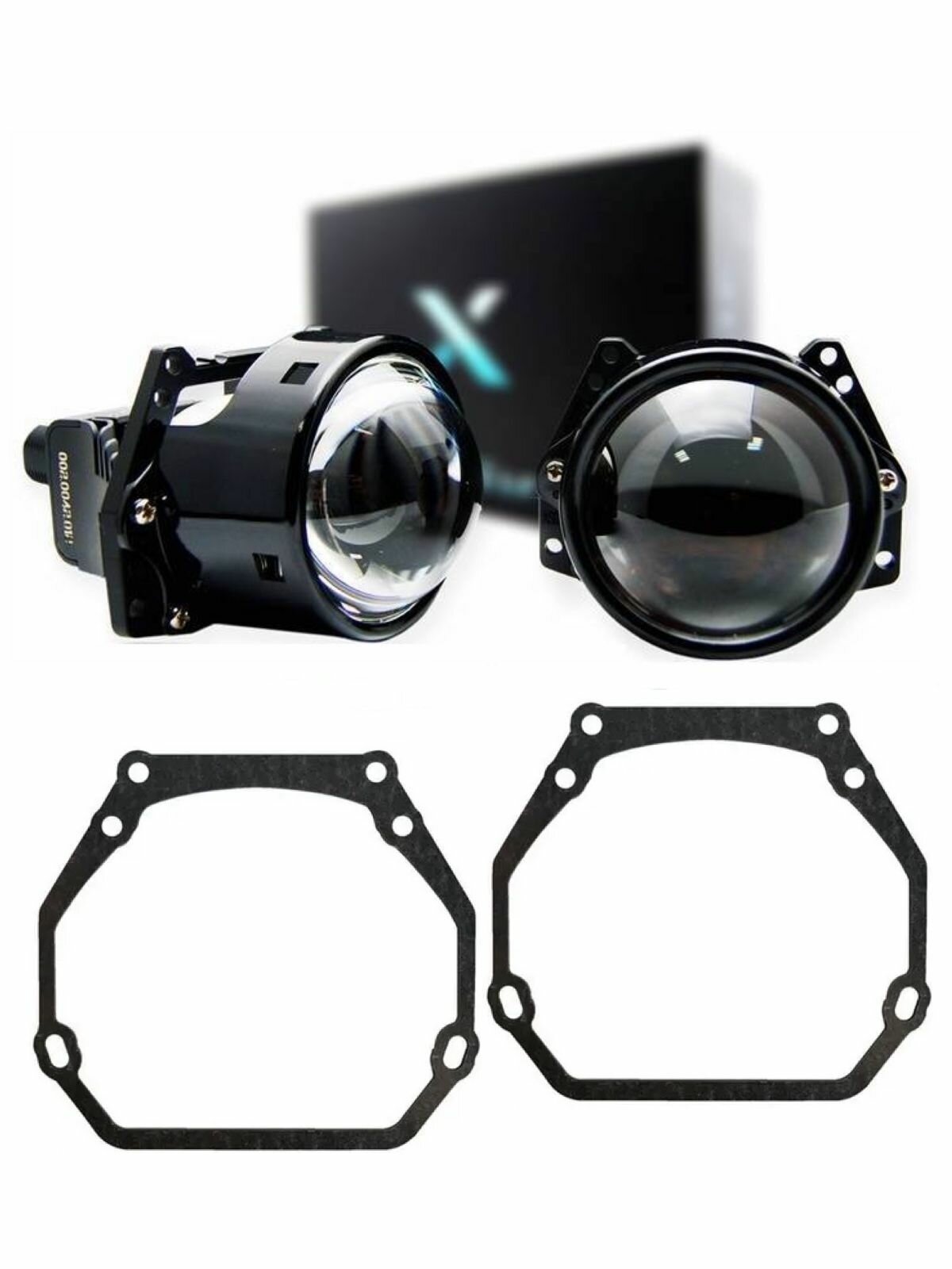 Bi Led линзы для Москвич 3 2022-2025 Галоген фары (Комплект с рамками YH3 5000к)