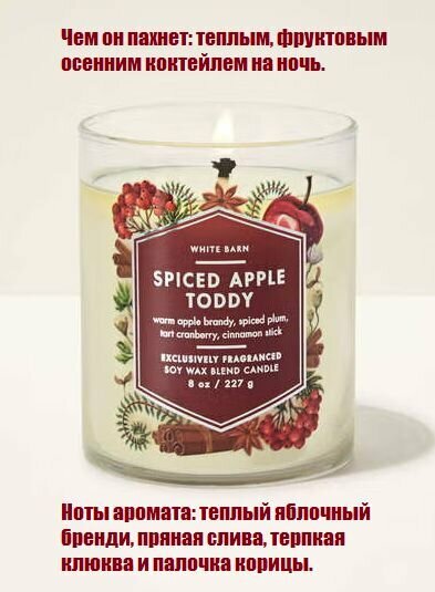 Bath And Body Works ароматическая свеча с 1 фитилем Spiced Apple Toddy (227грамм)