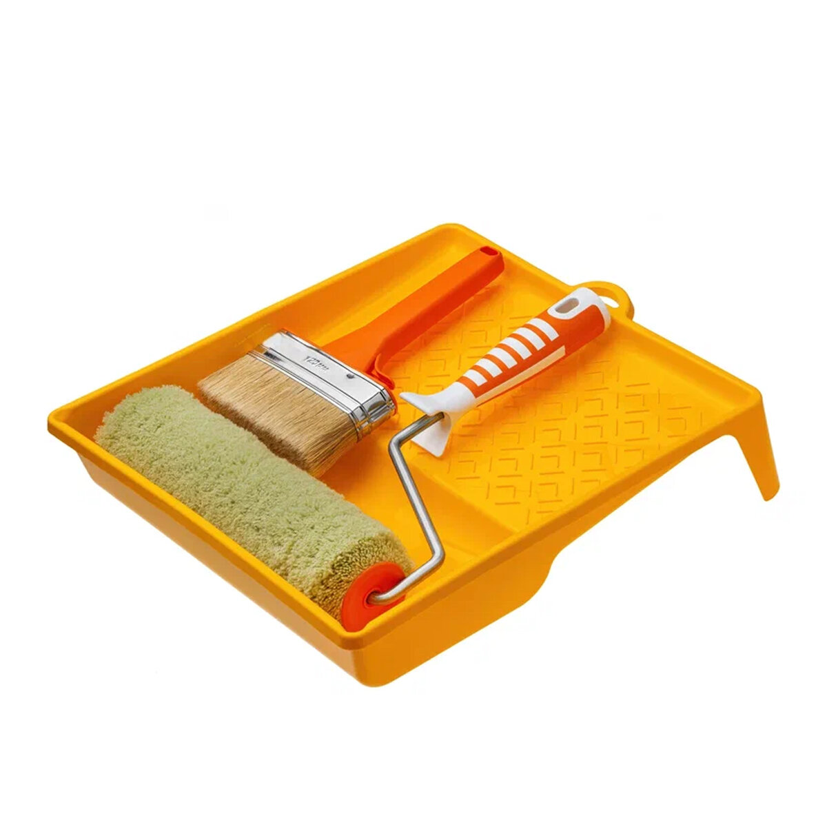 Набор малярный фасадный Акор Профи, валик меховой D70 x 240 мм, кисть 120 мм, с ванночкой