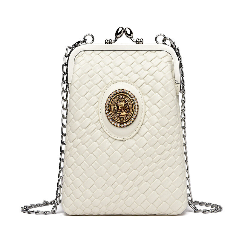 Сумка для мобильного телефона Beauty Head Diamond 2025, сумка на цепочке с зажимом для знаменитостей, модный тканый кожаный кошелек на одно плечо с диагональю для женщин