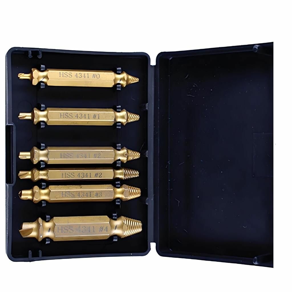 Набор экстракторов для сломанных винтов, Золото - Выгравированная модель HSS