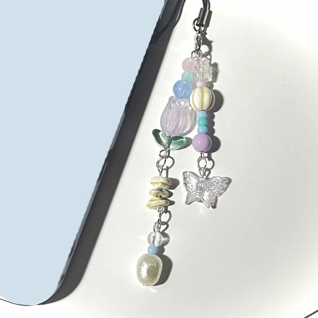 Фиолетовый брелок ручной работы из бисера с подвеской для мобильного телефона-цепочка для мобильного телефона