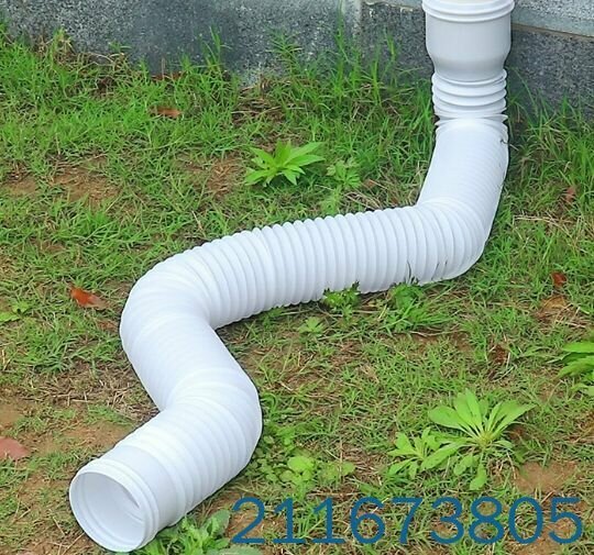 1 пластиковая дренажная удлинительная труба с круговым соединителем - подходит для дренажа или удлинения гибких трубопроводных систем