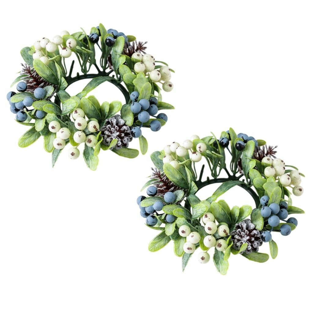 2 штуки гирлянды для ароматерапевтических свечей из сосновых шишек с искусственными ягодами-гирлянда из белых фруктов