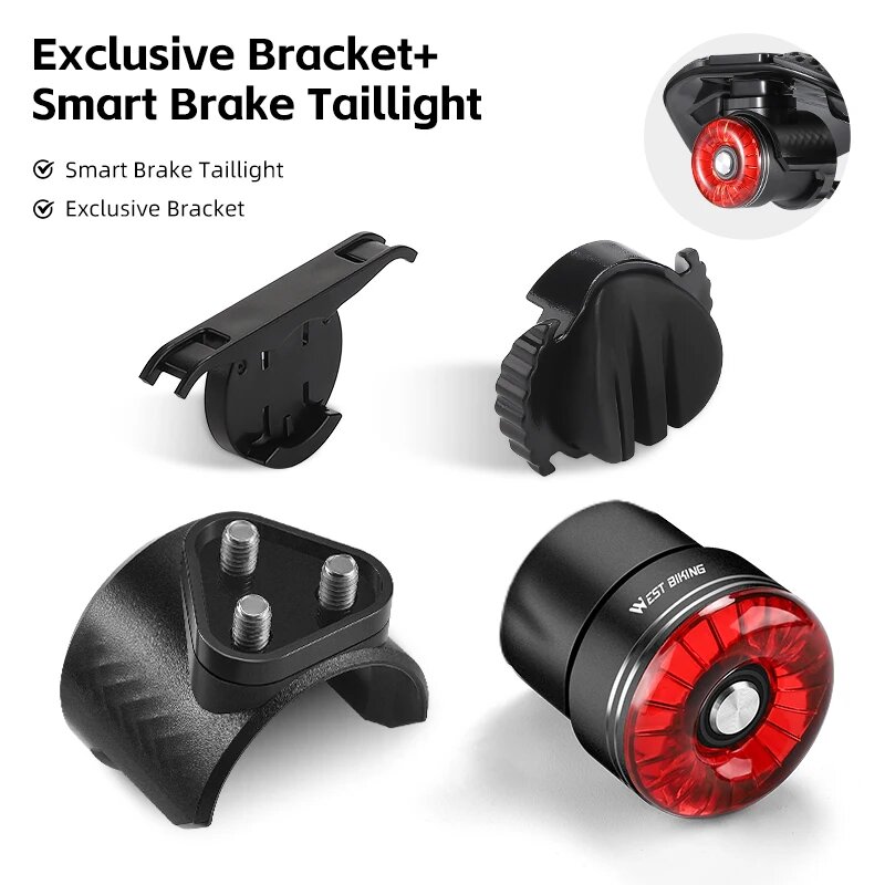 WEST BIKING эксклюзивная подставка под седло с умным стоп-сигналом, задний фонарь для велосипеда IP65, водонепроницаемый и пыленепроницаемый, Type-C