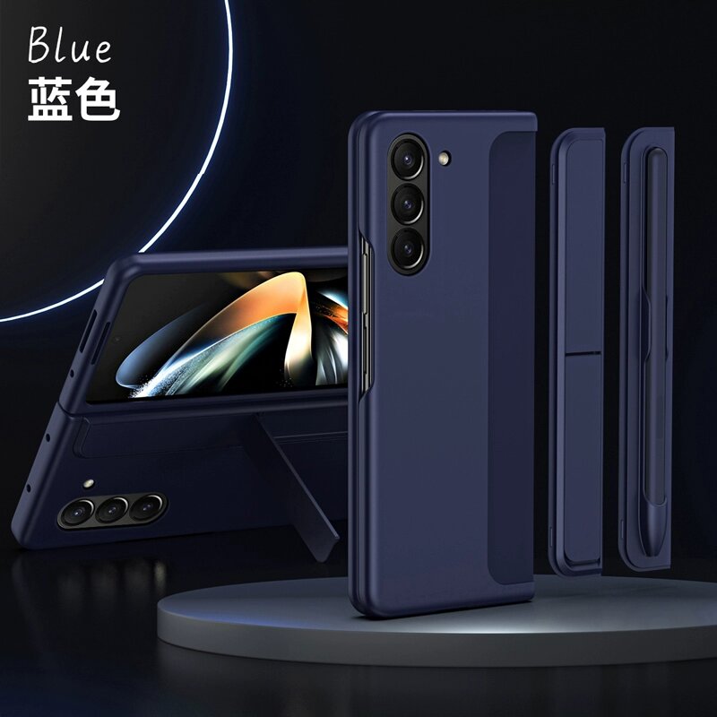 Galaxy Z Fold5 жесткий чехол 2 в 1 с подставкой и отсеком для ручки на голубом