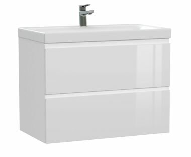 Тумба с раковиной Cersanit Modou 80 подвесная, умывальник Como 80 цвет белый