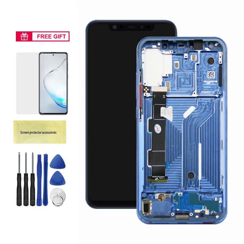 Замена экрана Super AMOLED Mi 8, для Xiaomi Mi 8, ЖК-дисплей, цифровой сенсорный экран с рамкой в сборе для Mi8 M1803E1A
