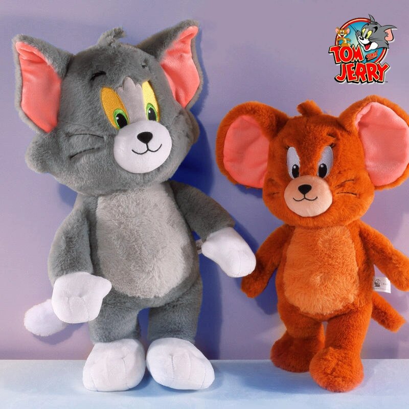 Набор оригинальных плюшевых игрушек Том и Джерри, милые куклы Тома Кота и Джерри Мышки, детские плюшевые игрушки для