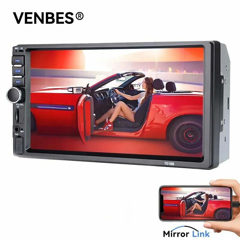 VENBES Устройство головное, диагональ: 7", 2 DIN, 0ГБ