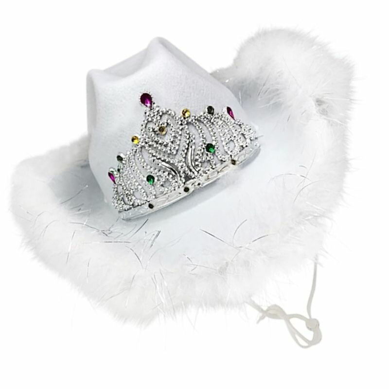 Ковбойская Шляпа С Заусенцовой Короной-Белый