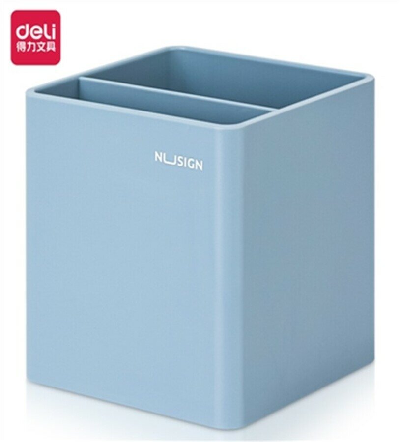 Подставка для канцелярии пластик 2отд. синий NuSign DELI NS011 шт