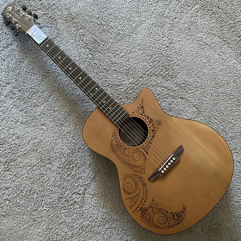 Luna 40" Акустическая гитара спансетс красная сосна, махагони, 20 ладов, Тайвань