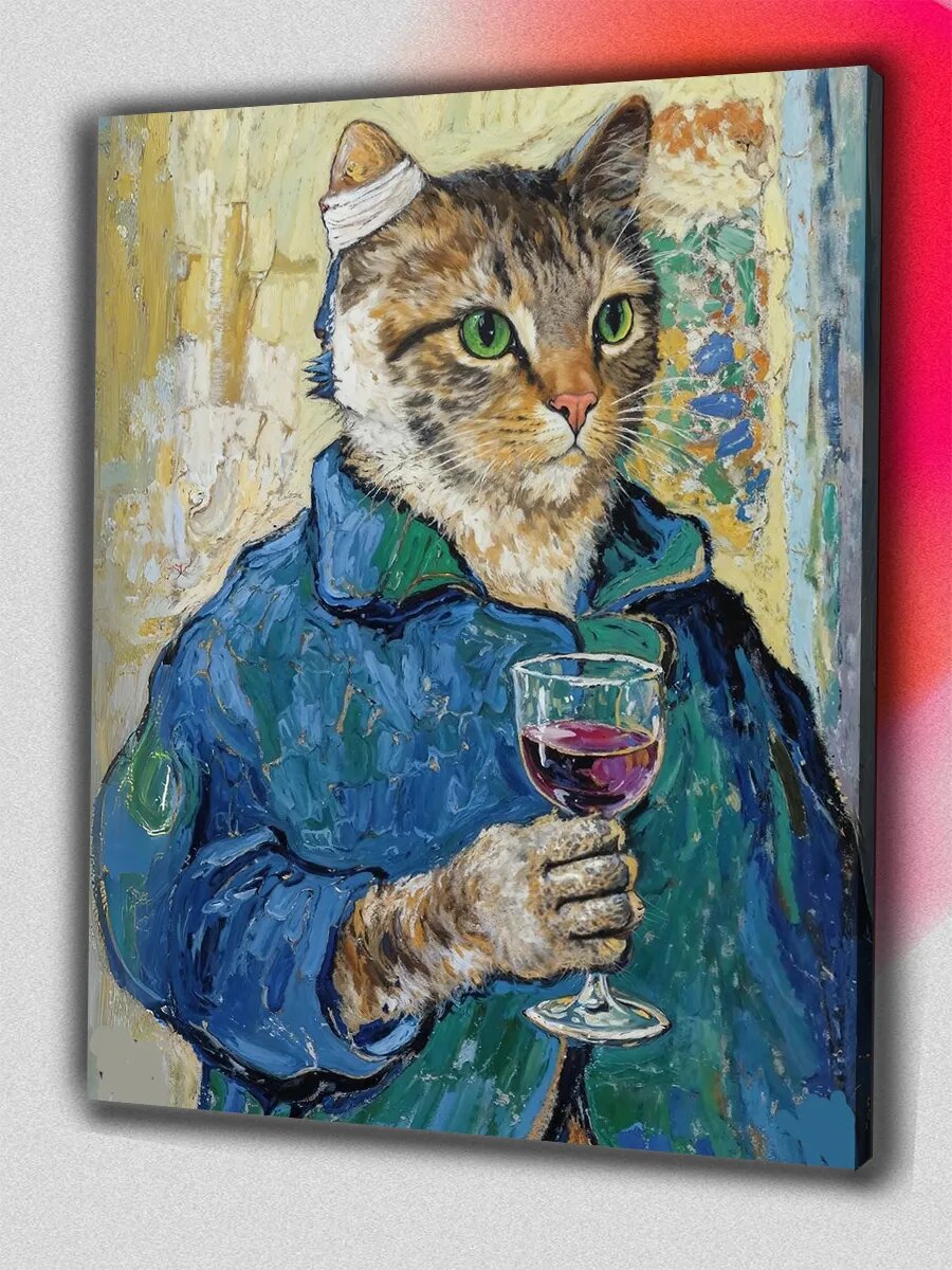 Картина по номерам на холсте Кот Ван Гог 40 на 50