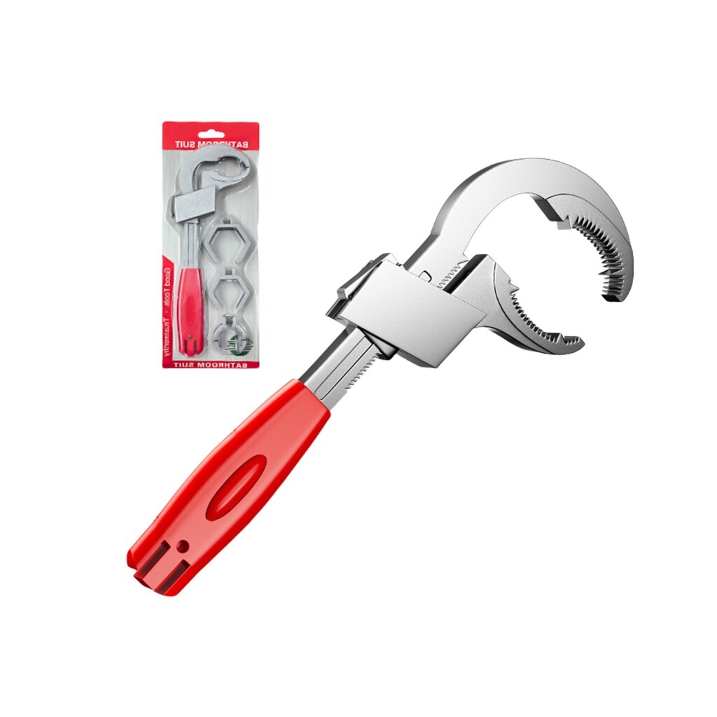 Эргономичный Ключ Для Раковины С Регулируемой Двойной Головкой Для Установки Крана И Обслуживания Ванной Комнаты Сантехника С Нескользящей Рукояткой