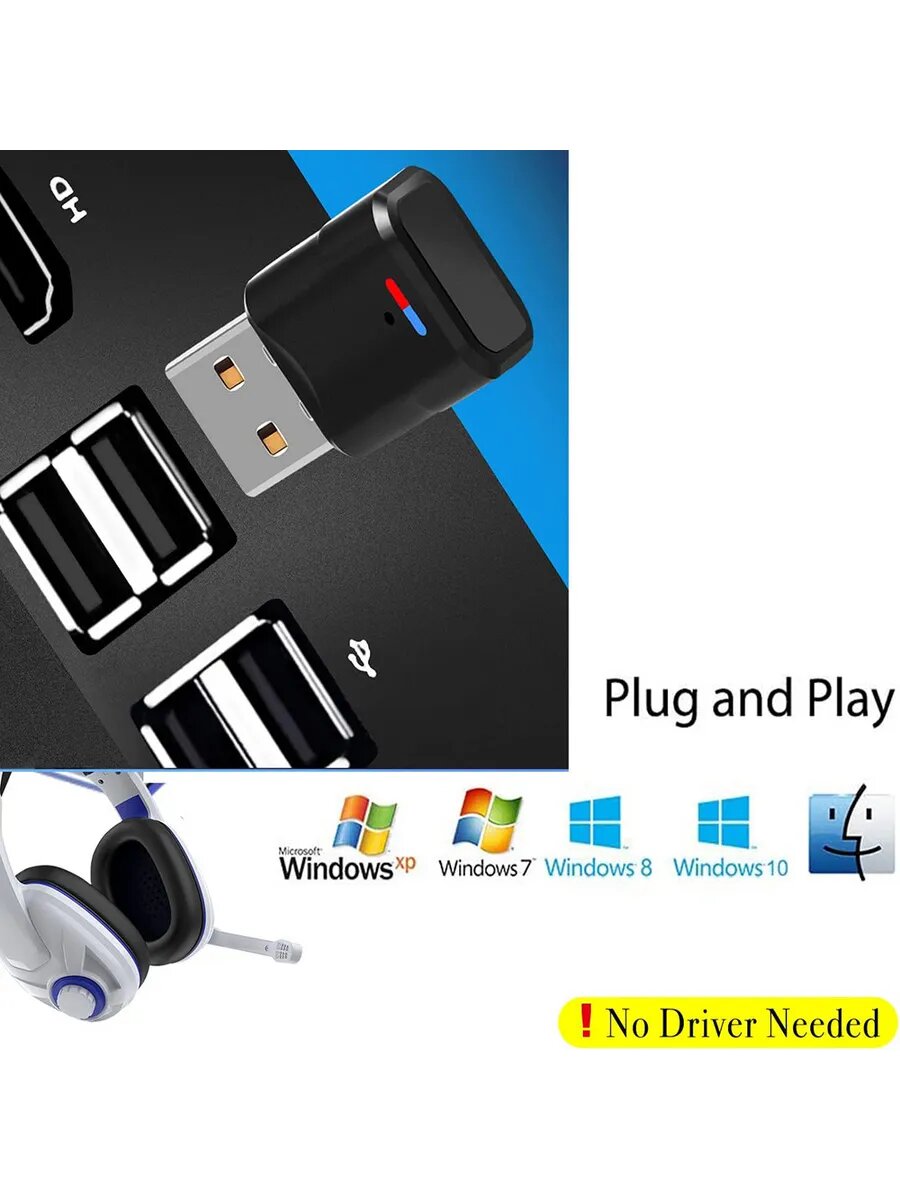 Беспроводной Адаптер Bluetooth 5.3 Для PS5, PS4, Док-станция Для наушников и Динамиков