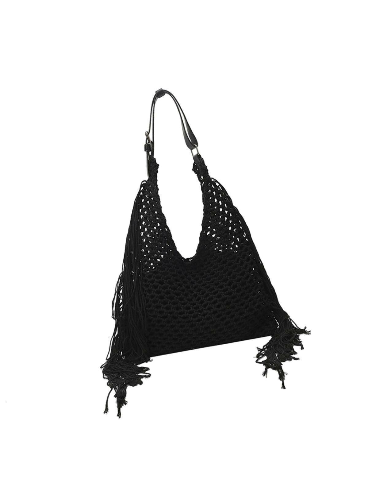 Современная ажурная хлопковая сумка через плечо, повседневная сумочка подмышками, просторная внутренняя дышащая пляжная сумочка для женщин