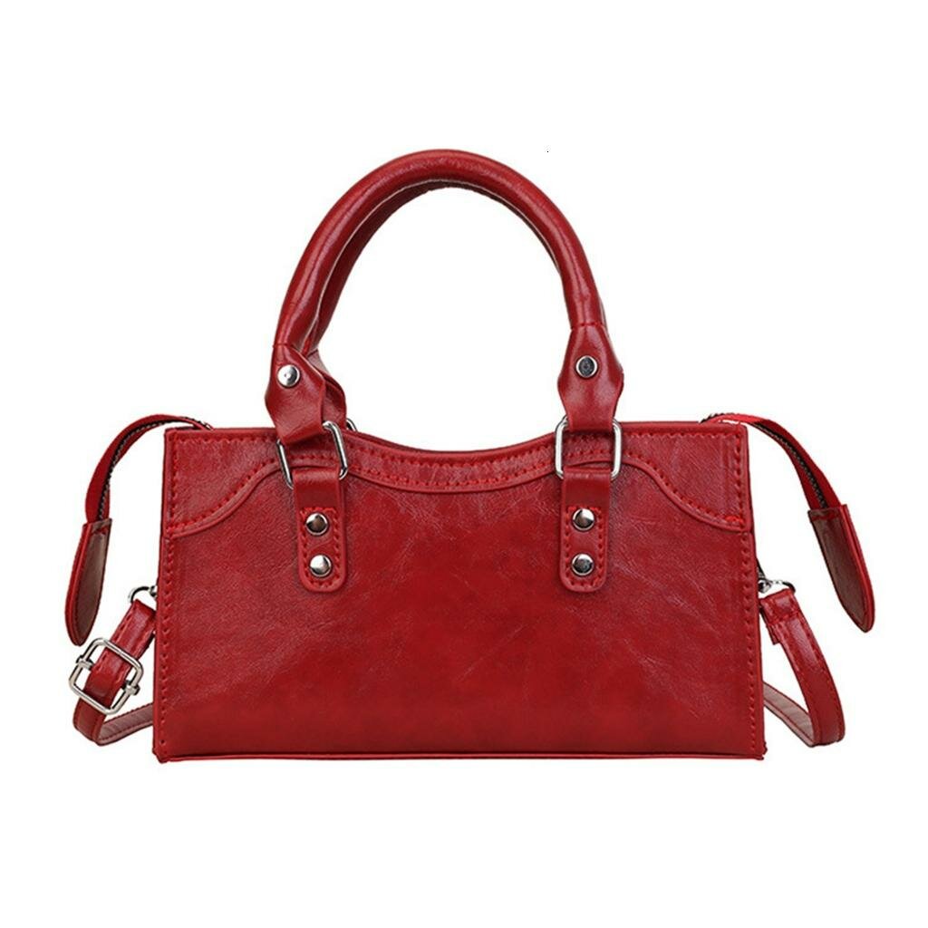 Однотонная сшитая сумочка, маленькая квадратная сумка, повседневная сумка-мессенджер через плечо-красный