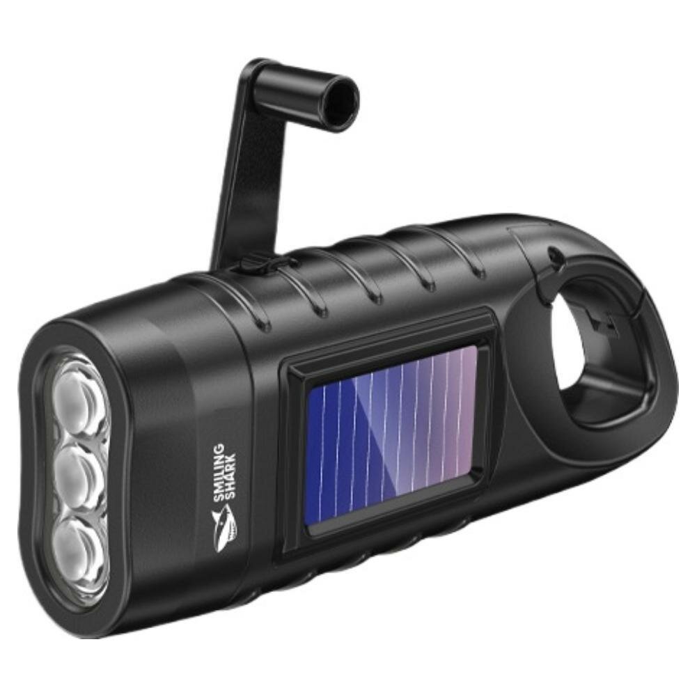 Фонарик с солнечной батареей, Может запускаться вручную для выработки электроэнергии, В комплекте зарядный кабель. Подходит для кемпинга, альпинизма и т. д.