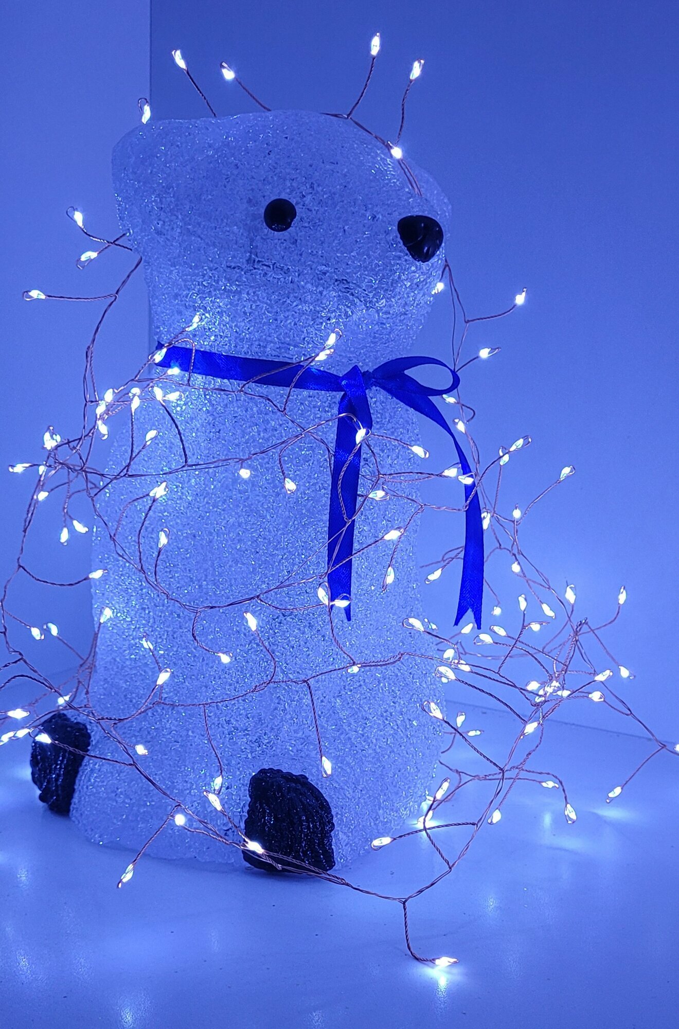 Новогодняя гирлянда "хвойная лапа" мишура 20 м, водонепроницаемая, белая