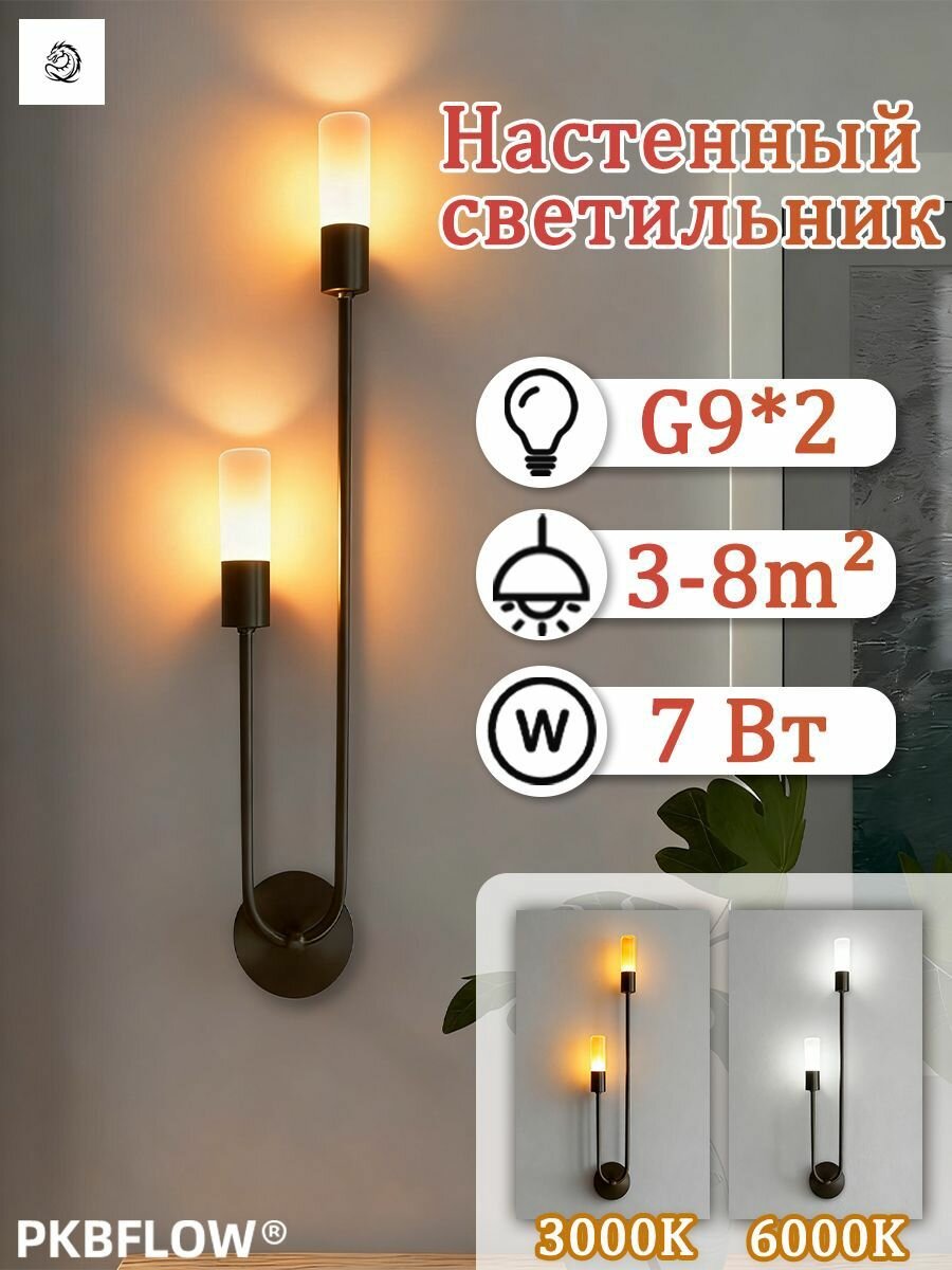 Бра настенное светодиодное, черное матовое, для спальни и гостиной