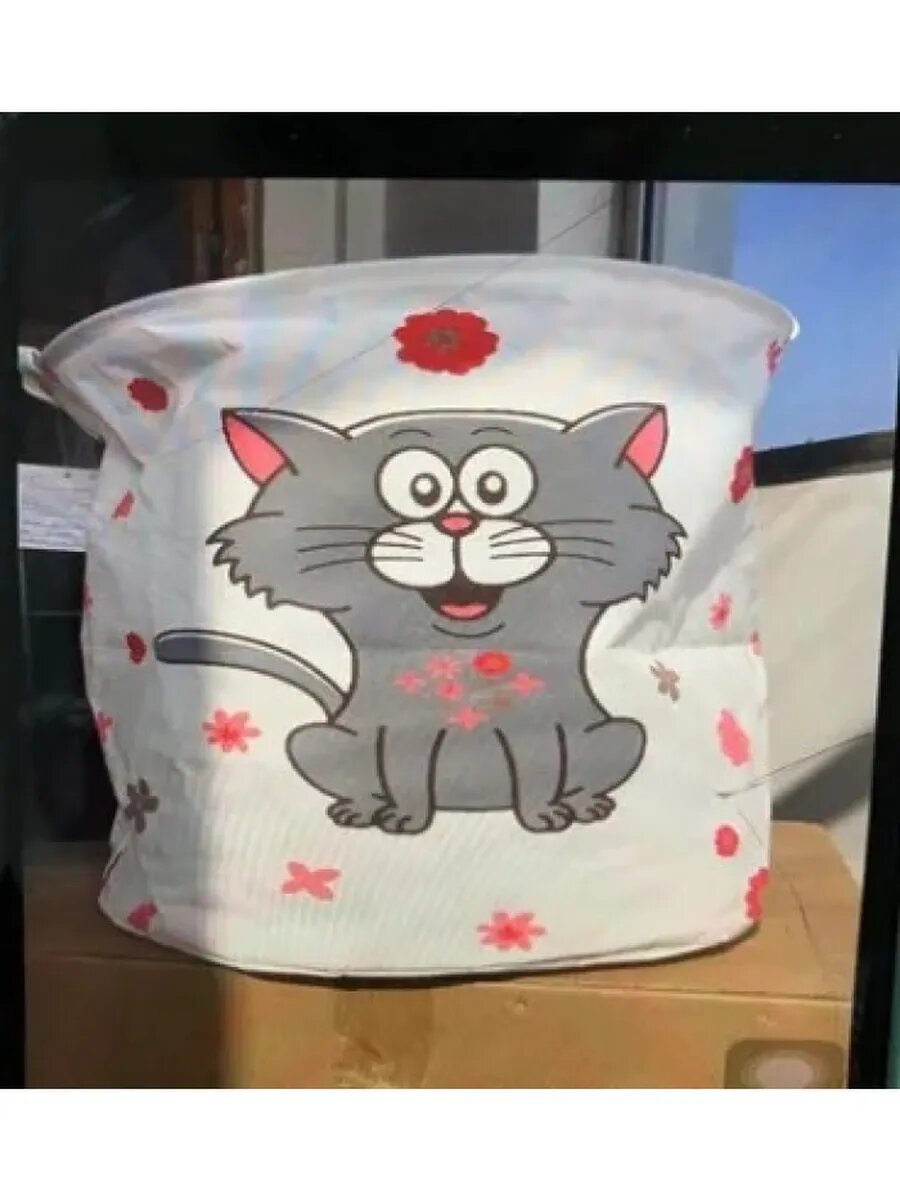 Корзина для игрушек Кот, ткань хлопок/лён, водонепронец, ди