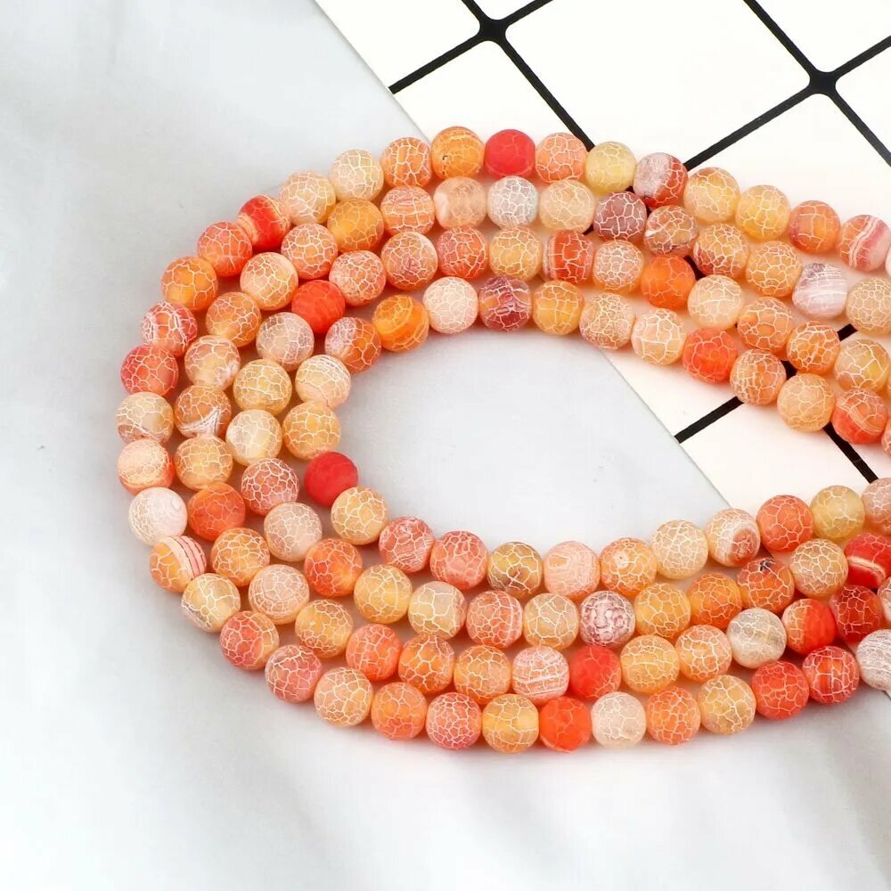 Агат морозный с трещинками 6 мм, около 50 шт, бусины натуральные для рукоделия