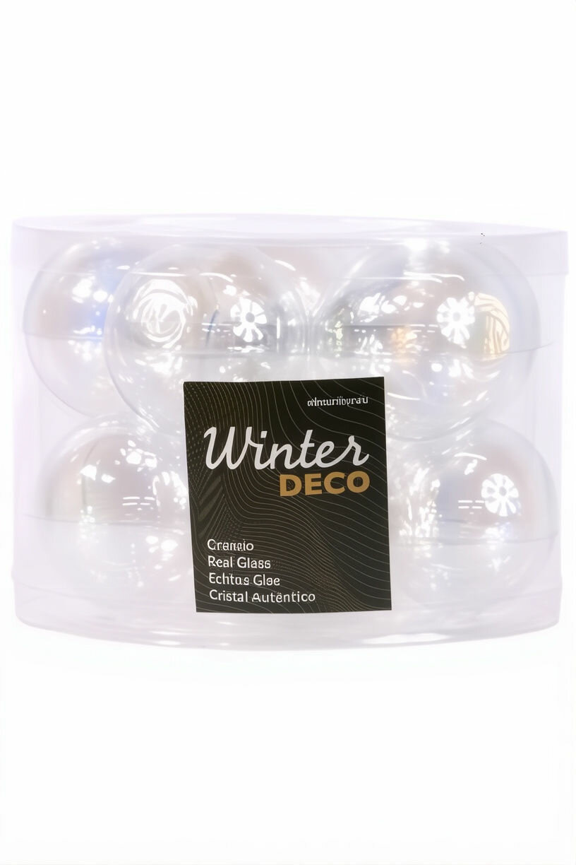 Набор стеклянных шаров, прозрачный перламутр, 60 мм, 10 шт, Winter Deco 2000244
