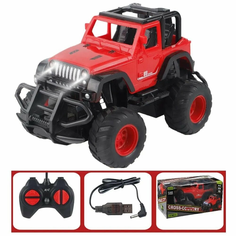 Радиоуправляемая машинка-джип для детей 5-12 лет, большая розовая с подсветкой, Пульт управления, внедорожник, Игрушка-подарок для мальчиков и девочек
