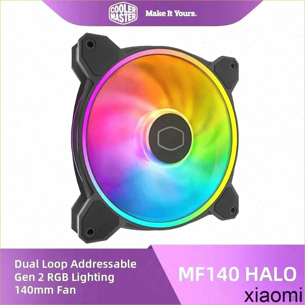 Cooler Master MF140 HALO II 14-сантиметровый вентилятор охлаждения корпуса второго поколения 5V/3PIN Argb, бесшумный ШИМ-вентилятор для охлаждения процессора