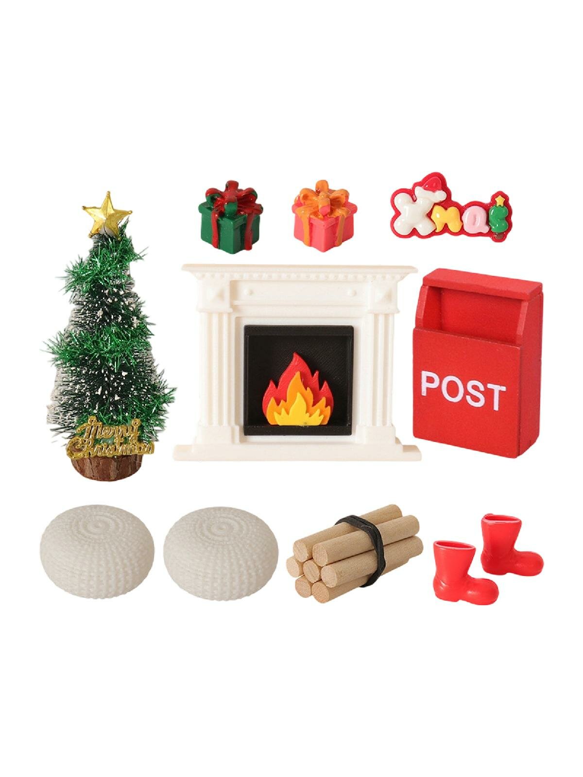 1/12 Набор рождественских сцен с миниатюрными каминами из сосны Почтовый ящик