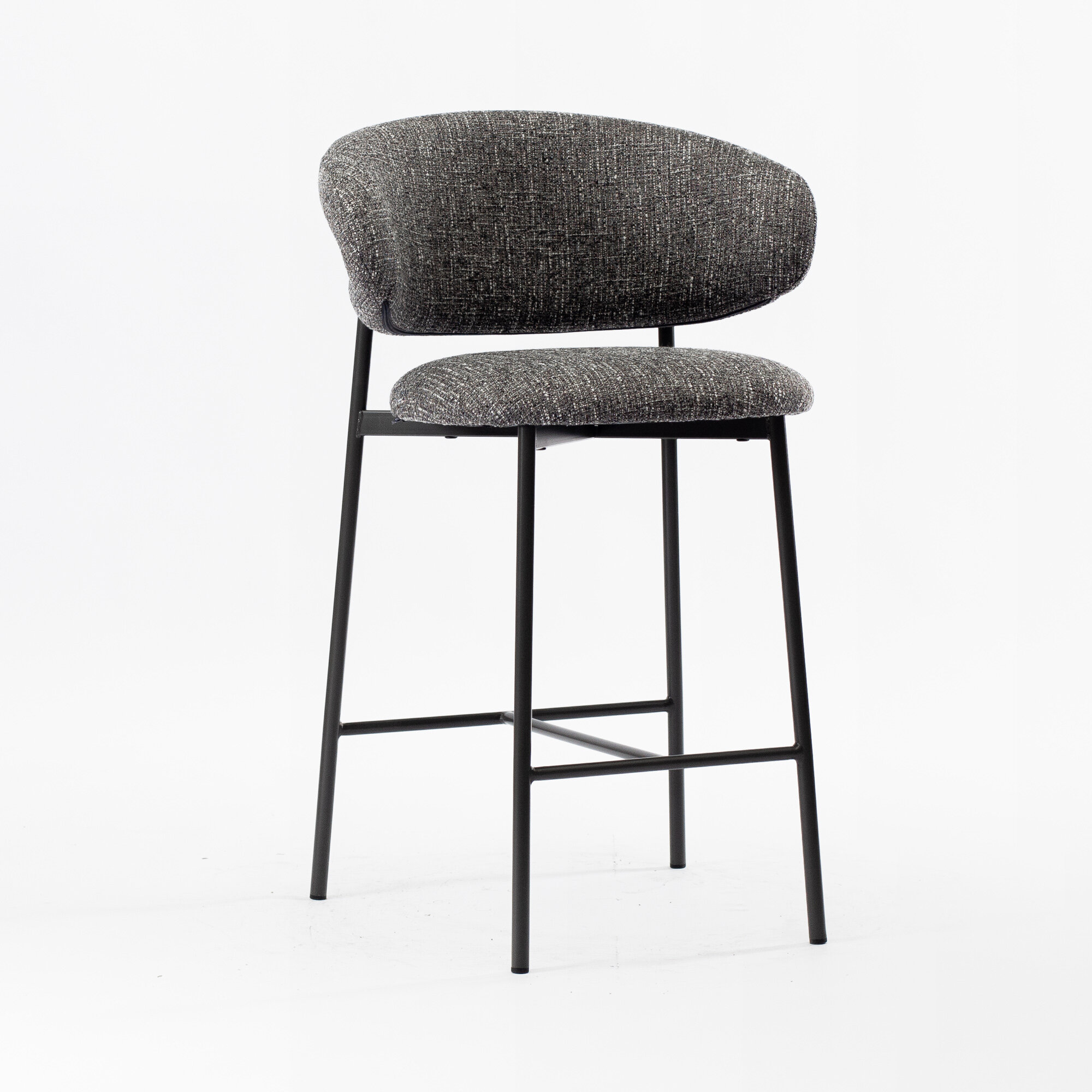 Стул полубарный Феррара серая ткань ножки темно-серые для дома/для гостиной/для столовой/для кафе/кухонный стул/стул кухонный