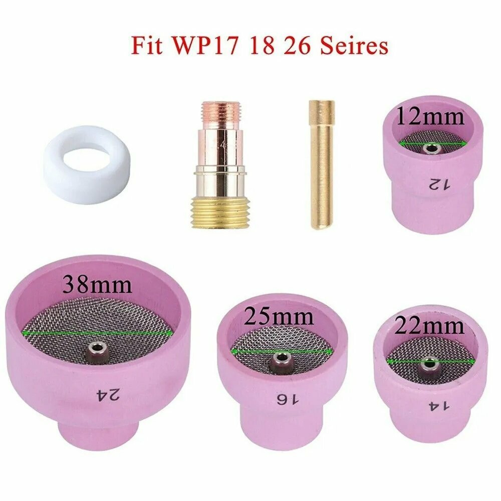 Комплект из 7 сварочных горелок TIG для газовой линзы с керамическим соплом для WP-17/18/26