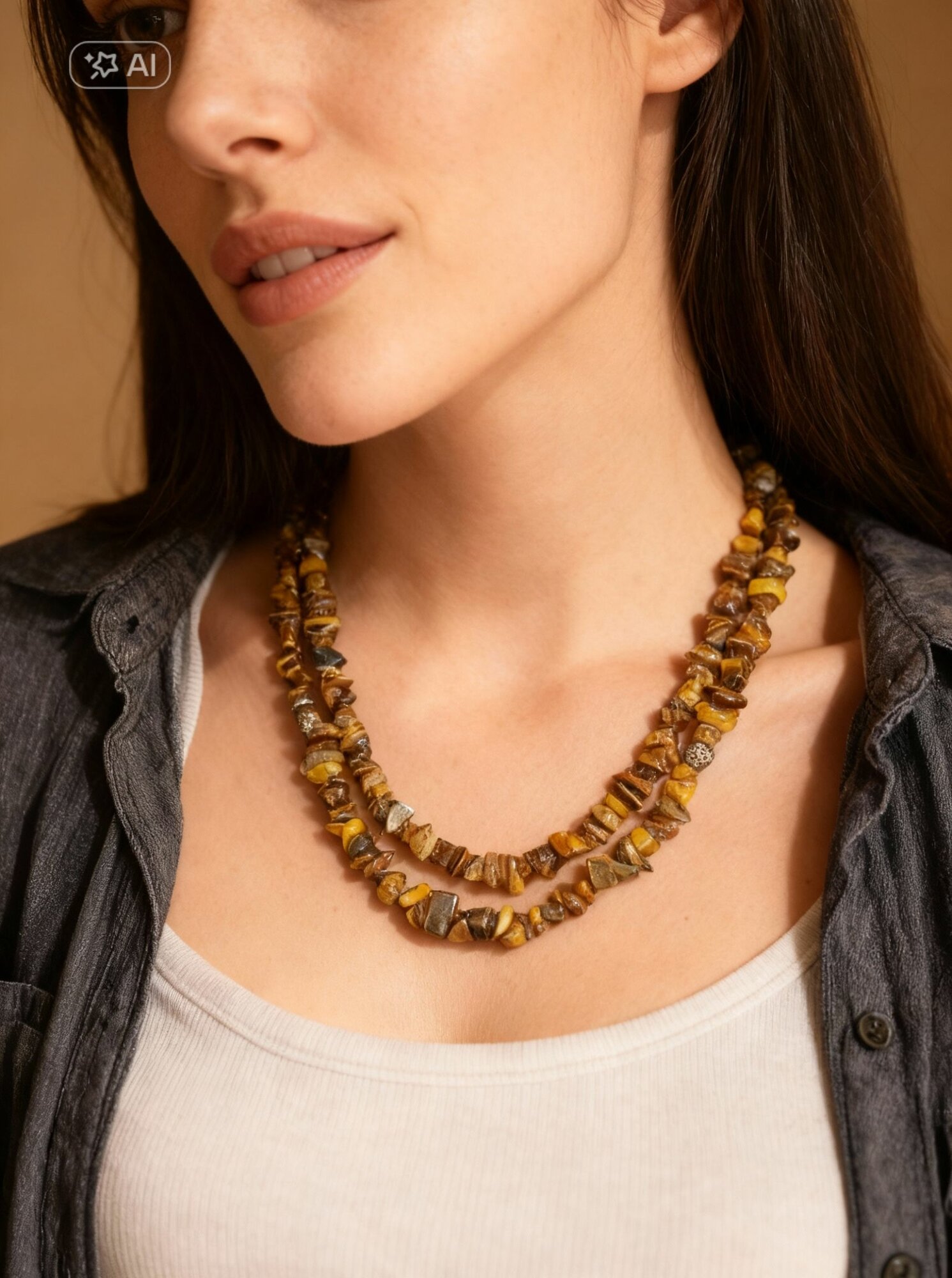 Бусы, тигровый глаз