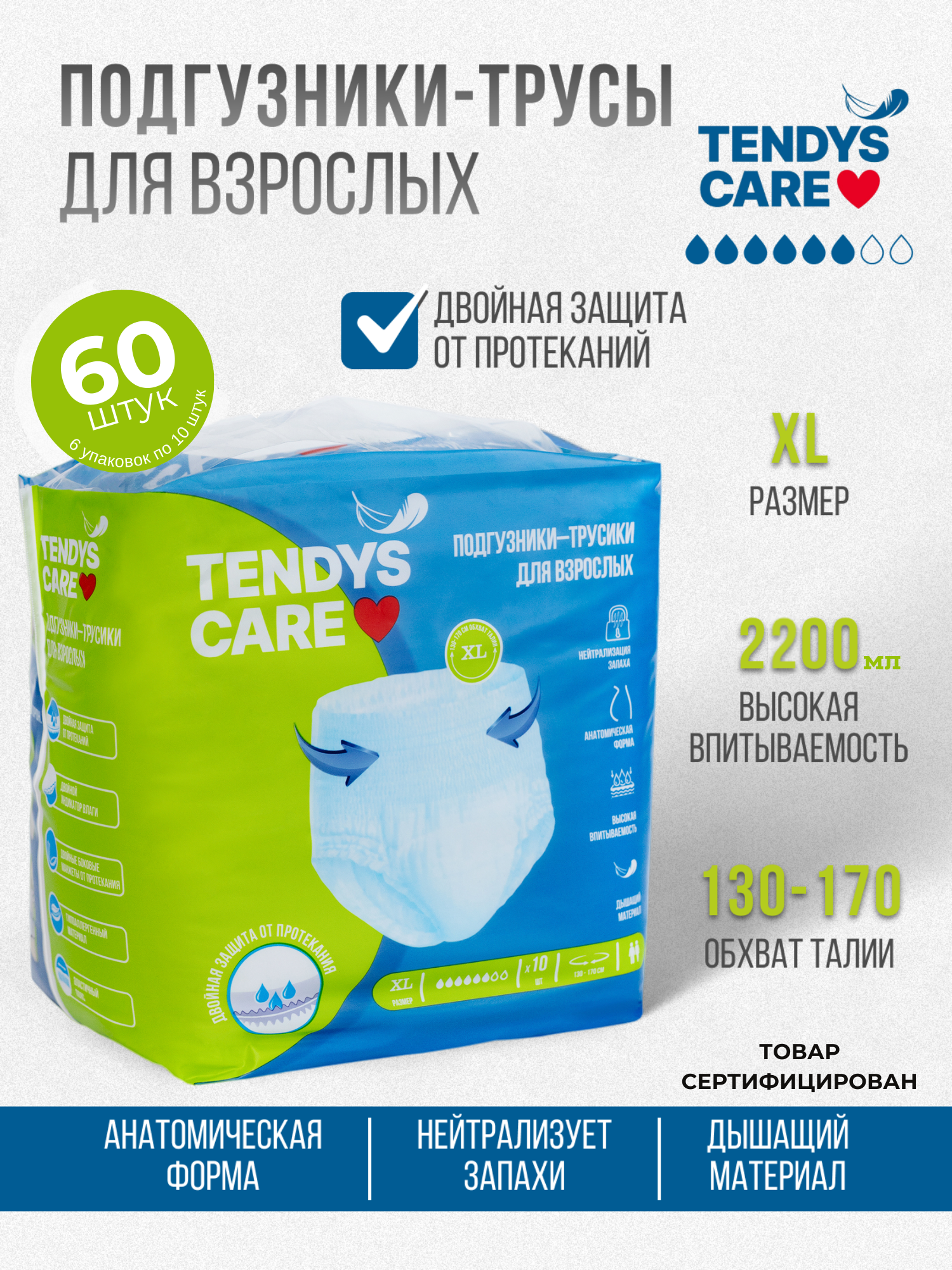 Трусы памперсы для взрослого 80 штук