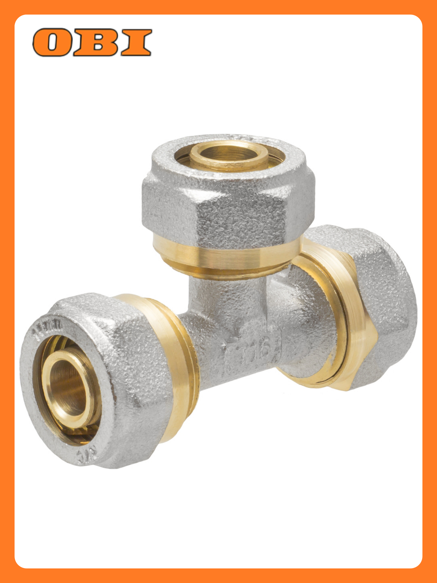 Тройник Rvc, латунь, 16 мм, обжимное соединение, никелированный, 30 лет службы