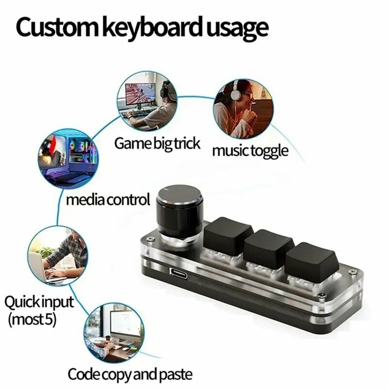 Macropad Gaming Custom Programming Knob Keypads 3 клавиши для Photoshop Приемник
