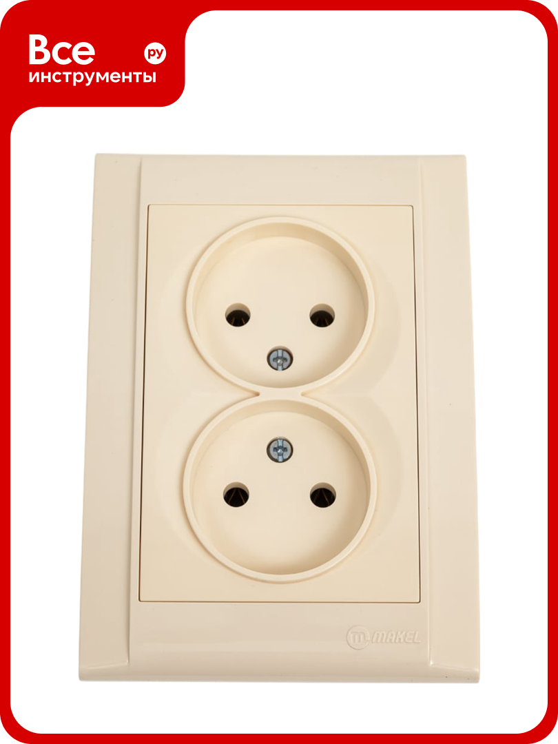 Розетка MAKEL 2-м СП Defne 10А IP20 б/з кремовый 42010017
