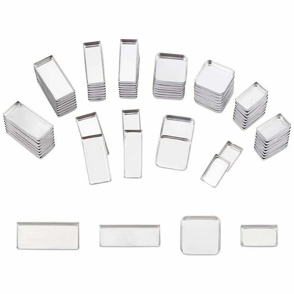 60 шт. 3 стиля алюминиевых и 20 шт. железных пустых кювет для палеток теней для век, румян и помады