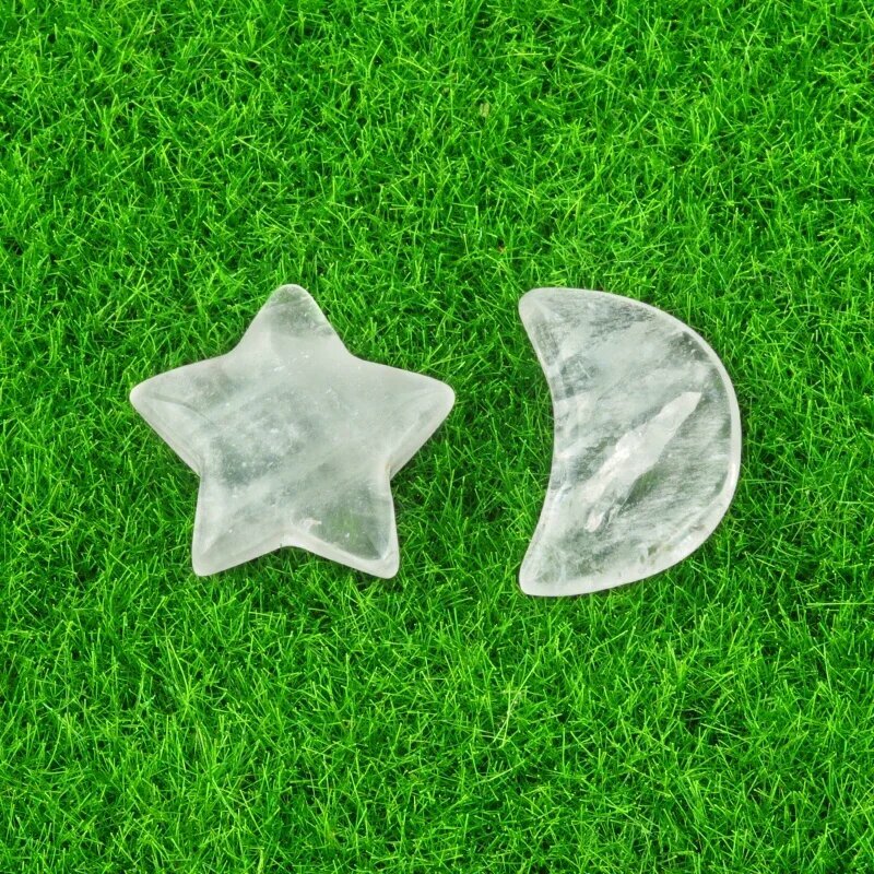 2 шт./компл, 14-20 мм, без отверстий, мини-размер, драгоценный камень, луна и Clear Quartz