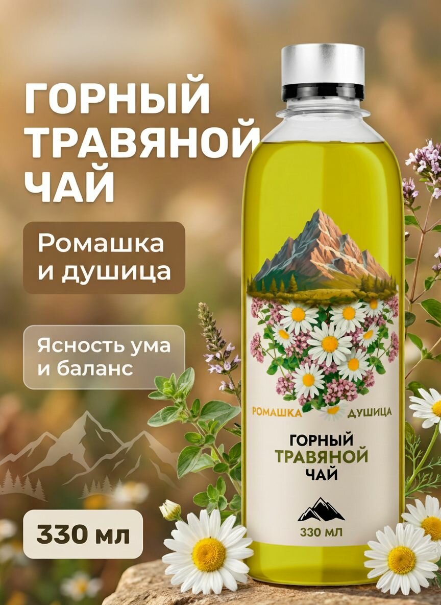 Горный травяной чай Ромашка и душица, 330 мл