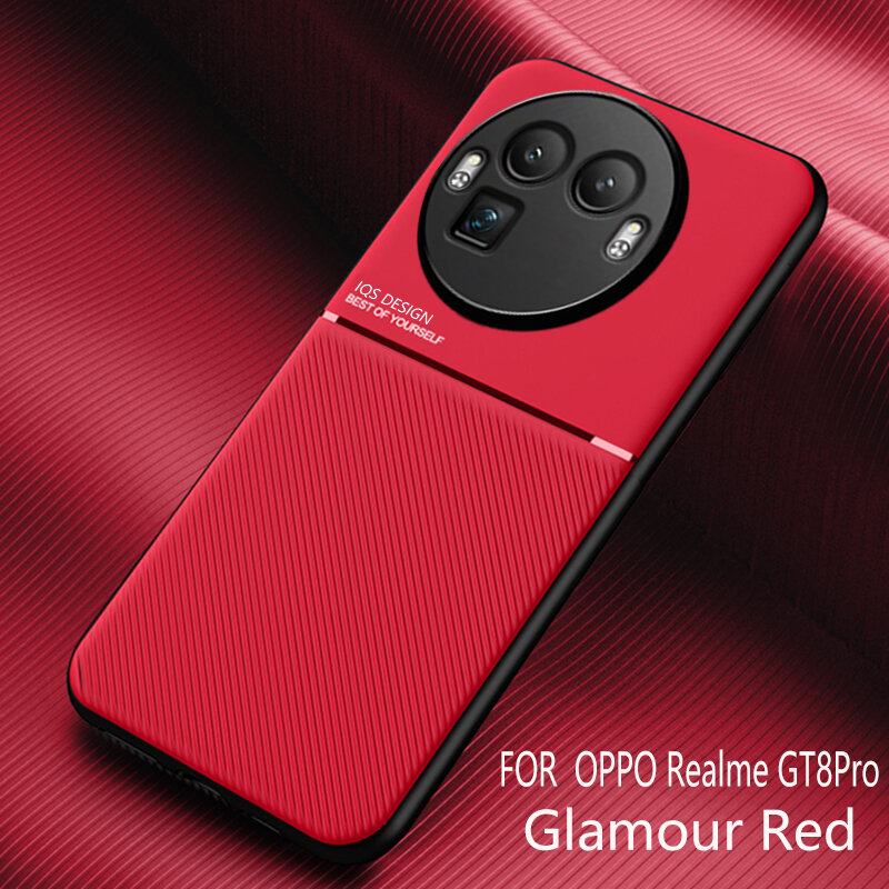 Чехол для Realme GT 8 Pro/Реалми GT8 Про, soft touch, накладка, искусственная кожа, поликарбонат (PC), защита камеры, ударопрочный, усиленные углы, realme, Realme GT 8 Pro, red,