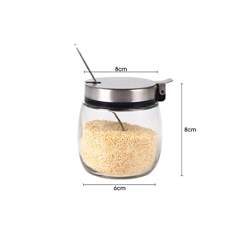 Баночка для приправ стеклянная баночка для приправ соль глутамат натрия баночка для приправ с крышкой Ложка Бытовая