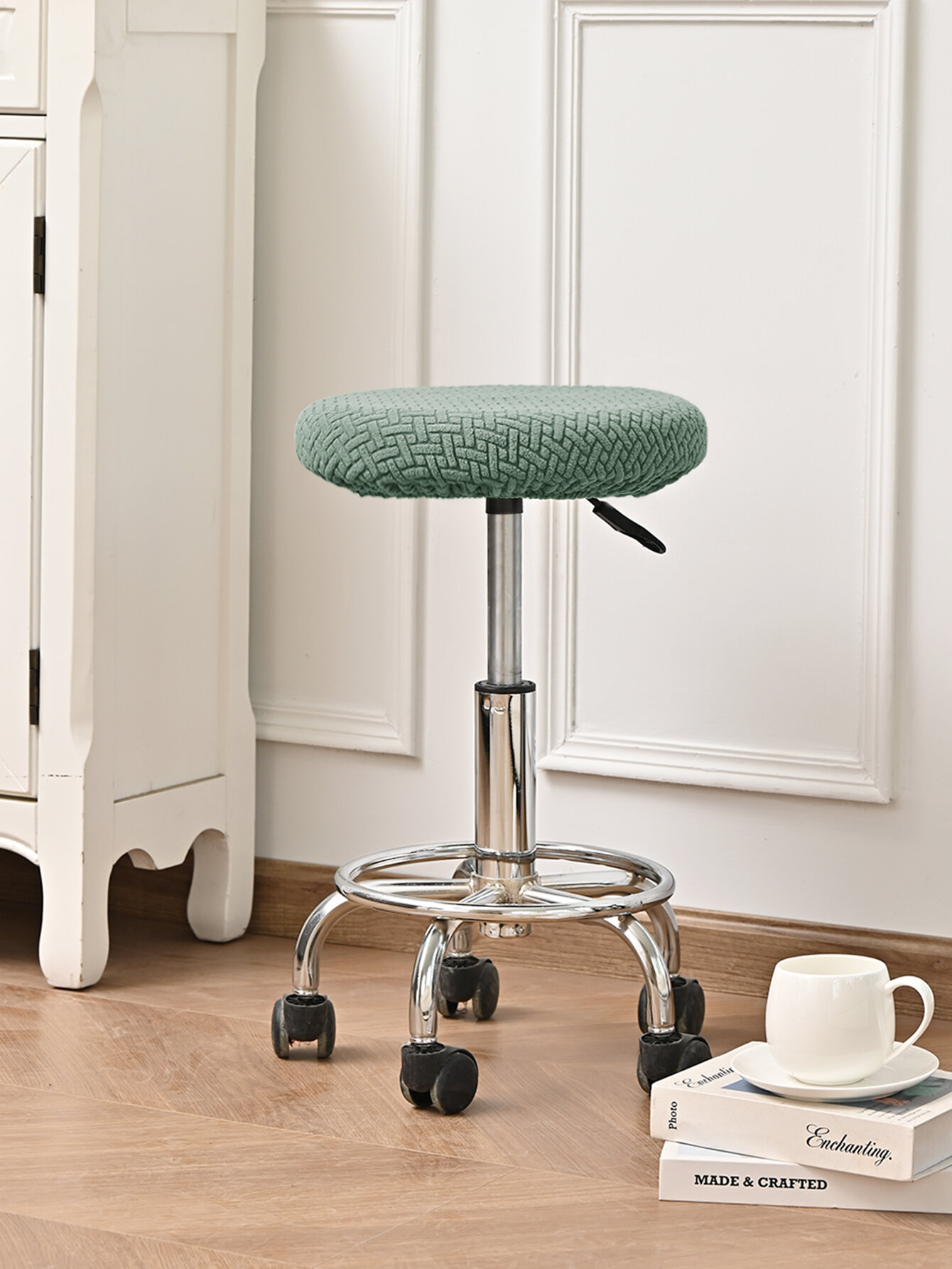 Универсальный чехол для круглого стула (50x50 см) антискользящая легко стирать